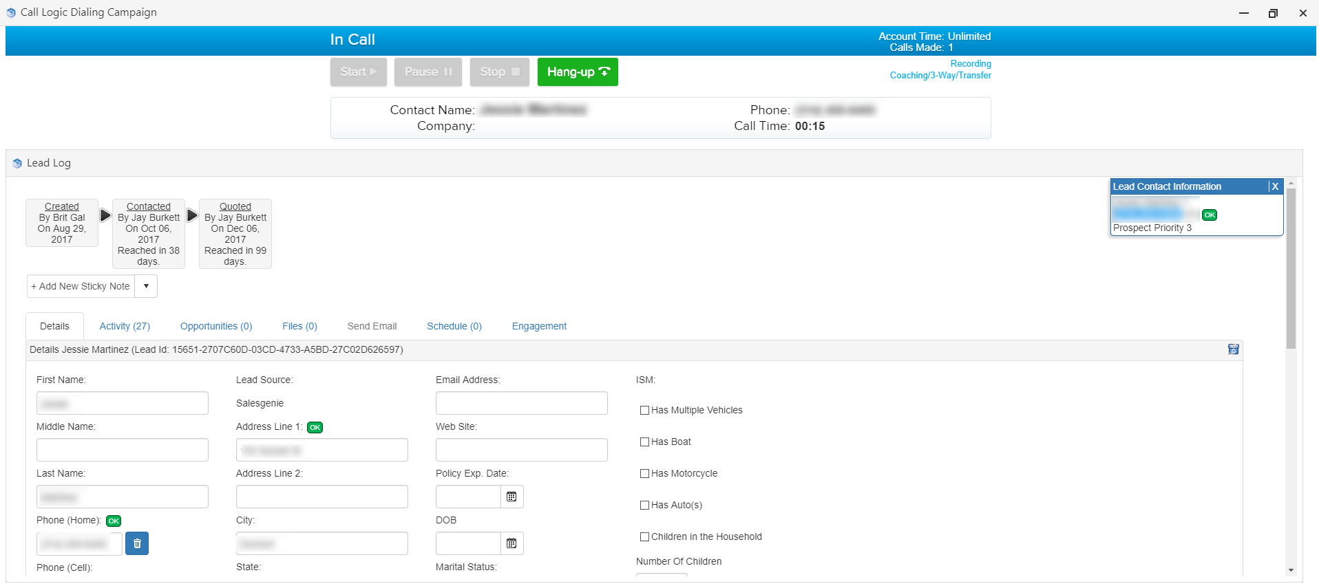 Call Logic Integration – Allstate Lead Manager